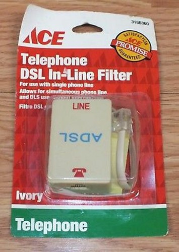 ACE (3166360) Telephone DSL In-Line Filter Ivory Telephone Line *NOS ...