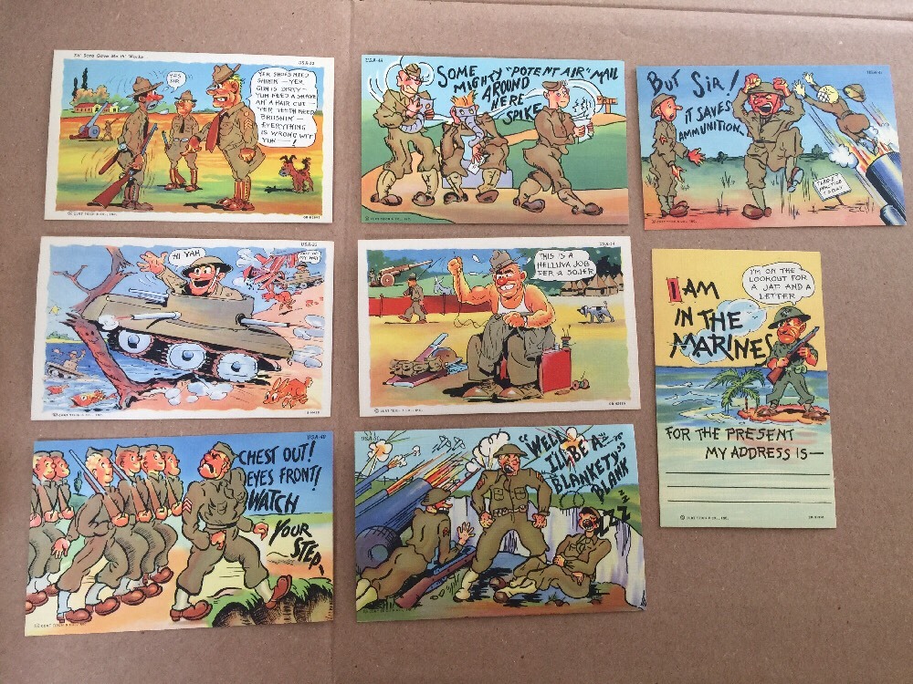 Curt Teich Comic Military 1942 Postcards Lot Of 8 Unused | eBay