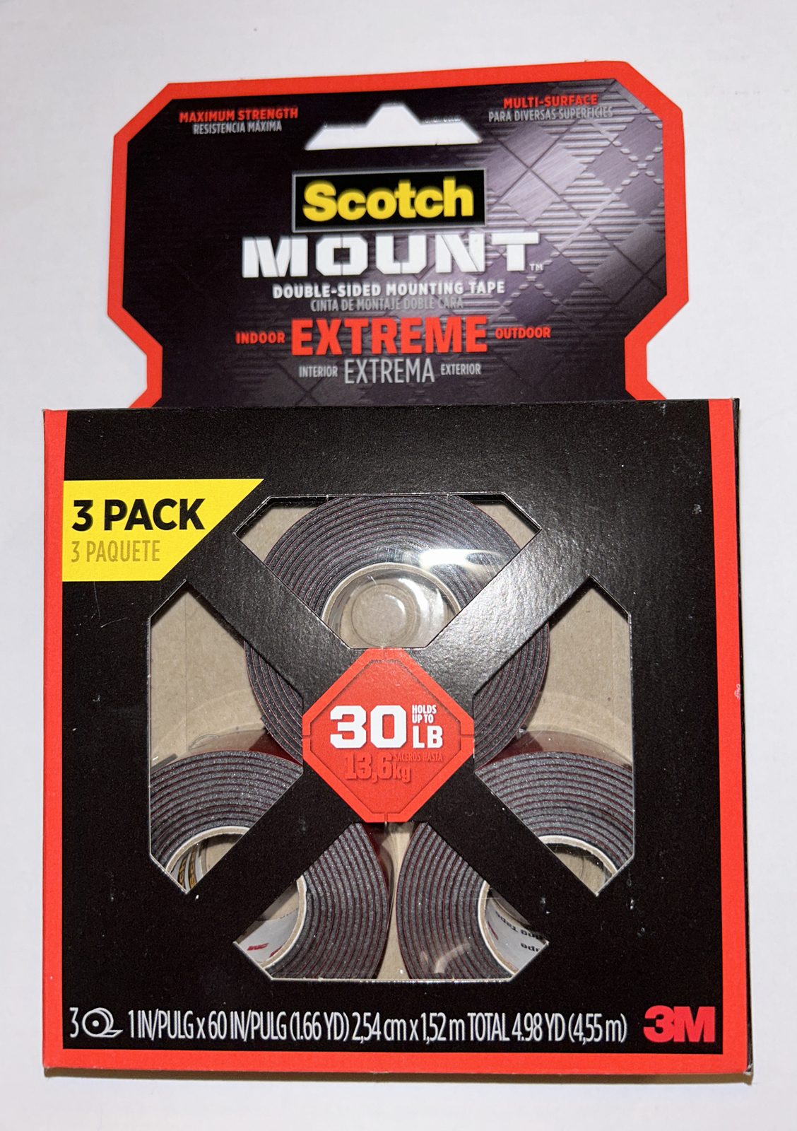 SCOTCH 3M MOUNT EXTREME INDOOR OUTDOOR 3 PACK 1"x60" 4.98 Yds. | eBay