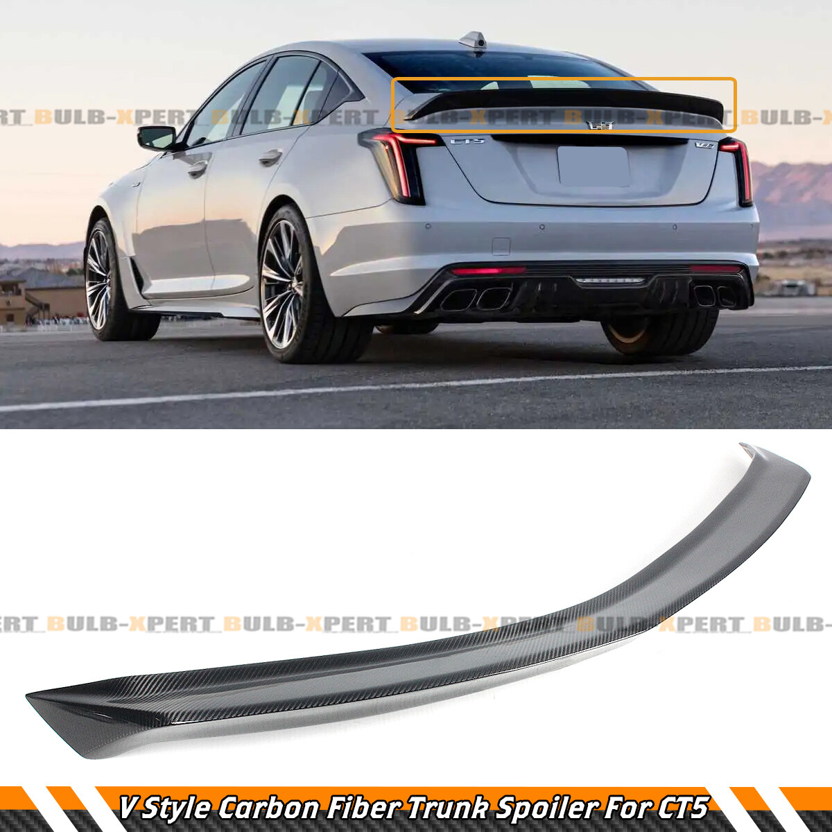 FOR 2020-2025 CADILLAC CT5 V STYLE HIGHKICK DUCKBILL CARBON FIBER TRUNK ...