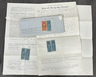 Internal Revenue Documents With Stamps United States 1860s - LOT OF 3 ...