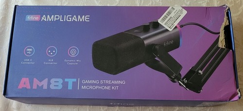 Ampligame AM8T Microphone w/ Boom Arm for Gaming Streaming XLR/USB ...