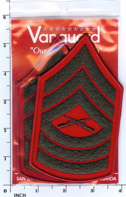 USMC Marines FEMALE Master Sergeant Chevrons MSgt E8 grn/red PATCH pr ...