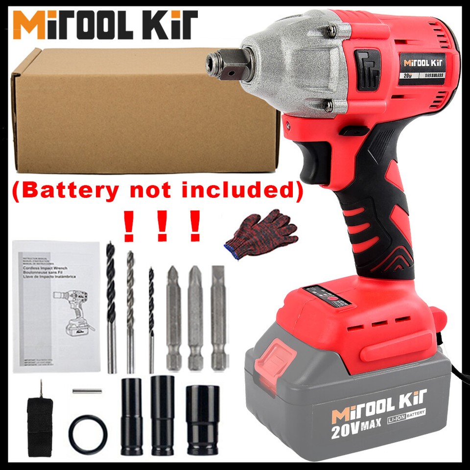 1/2'' Cordless Electric Impact Wrench Gun with Li-ion Battery High ...