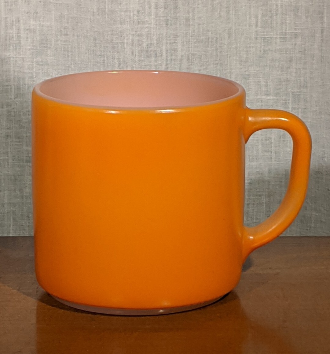 Vintage Federal Orange Milk Glass Coffee Cup Mug Straight Side D Handle ...