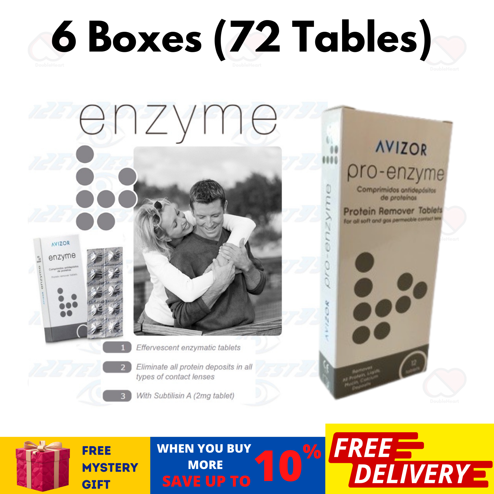 6 Boxes Avizor PRO-ENZYME Protein Remover Tablets 12's Contact Lenses ...