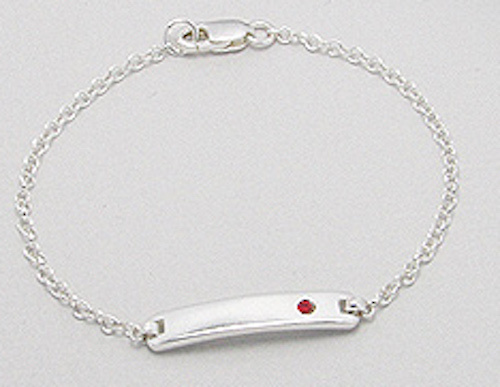 1.87g Solid Sterling Silver 4mm Children's Swarovski Red Crystal ID ...