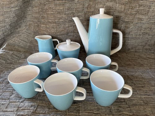 Vintage Mikasa Tea Set ceramic Stone Teal Color Mid Century Tea Set Mod ...