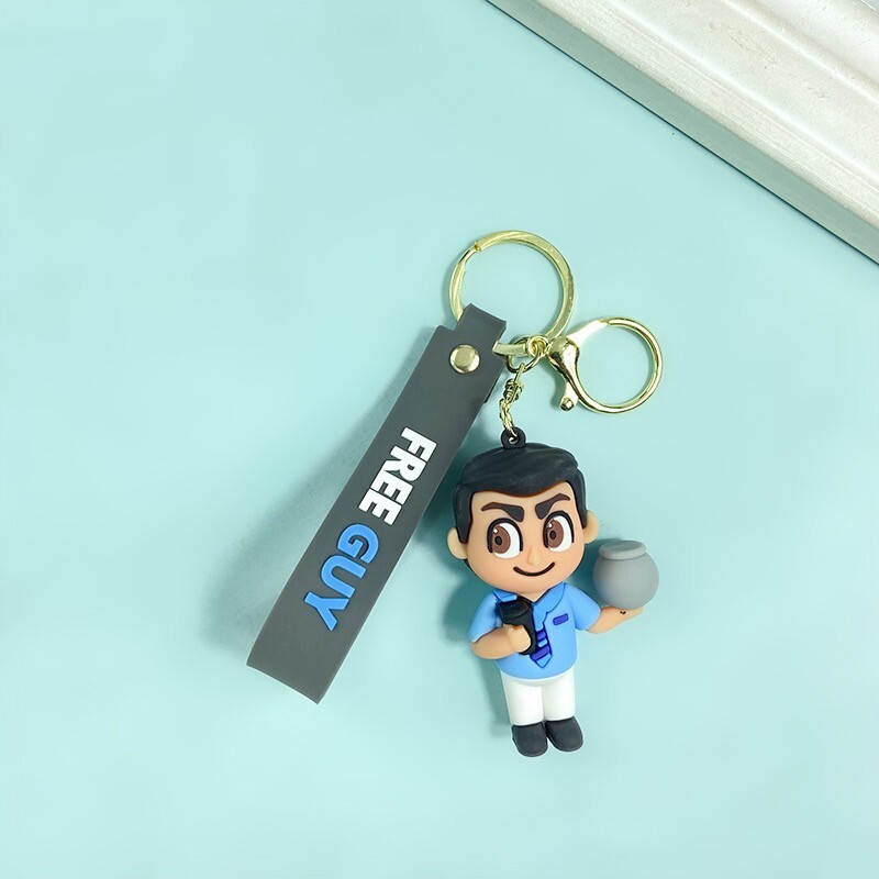 FREE GUY 3D Silicone Keychain Key Chain Ring Pendant Game New | eBay