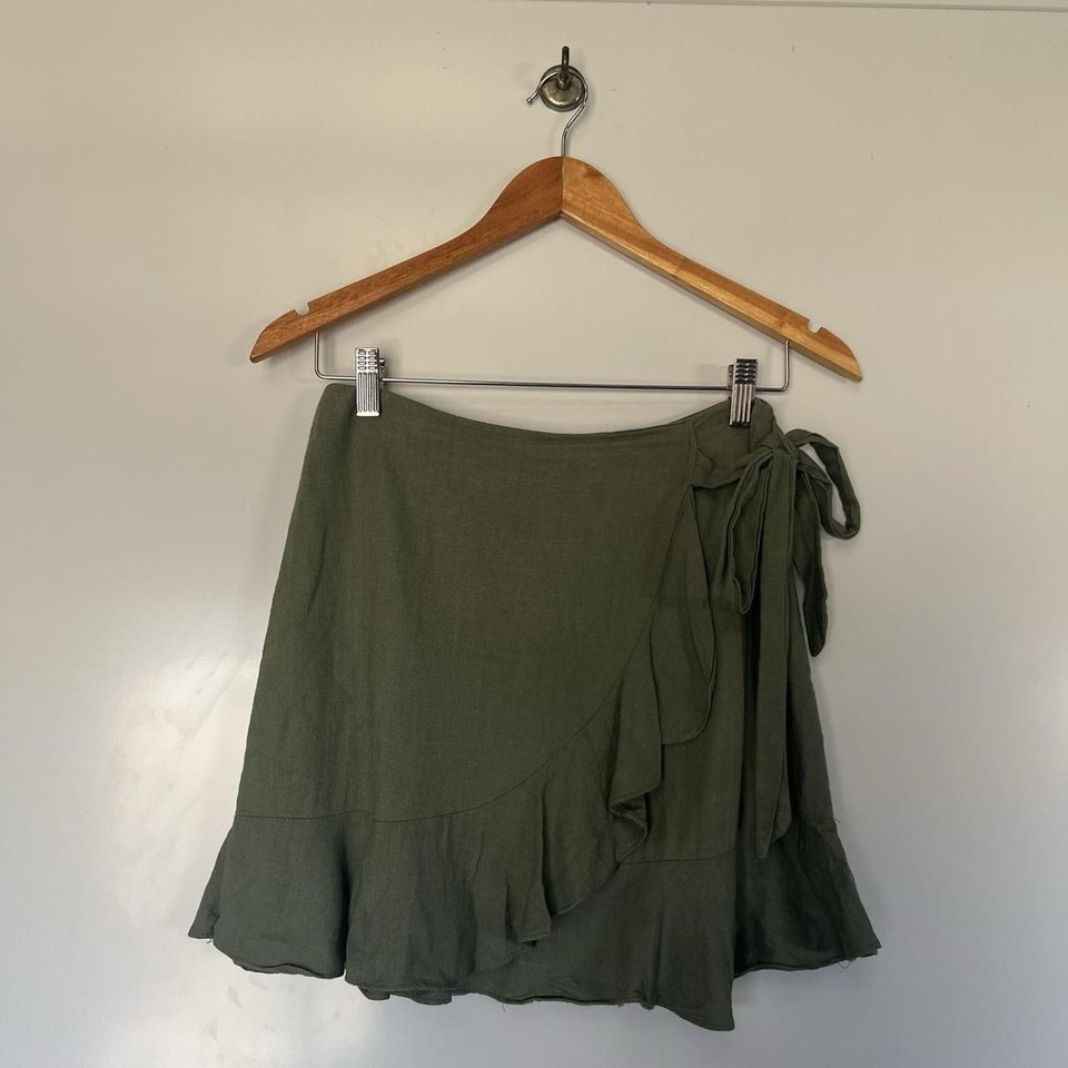 Ava Green Linen Mini Skirt Size 8 Bohemian Mori Girl Woodland Earthy ...