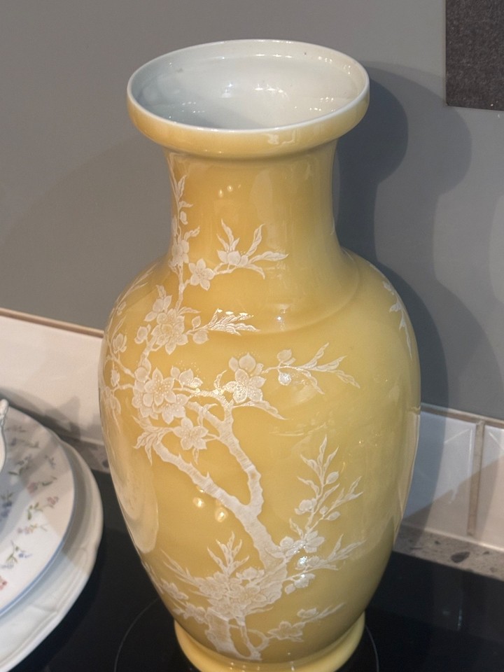 yellow chinese porcelain blossom tree vase | eBay UK