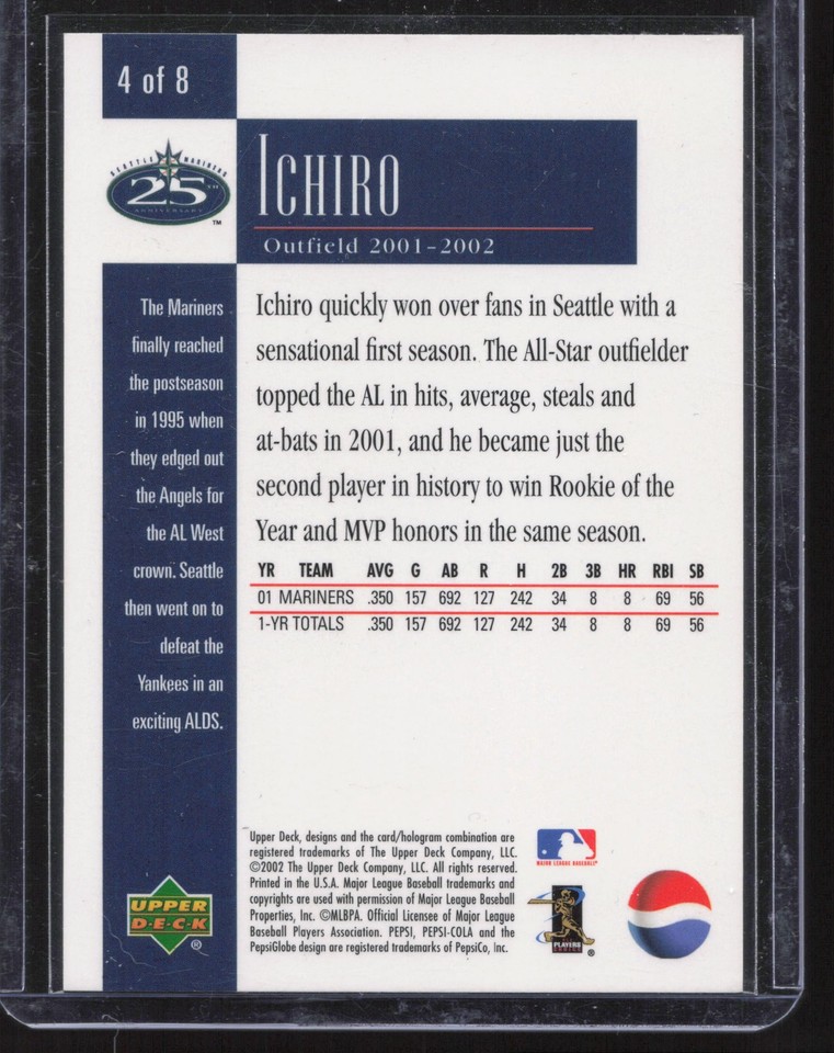 2002 Upper Deck Pepsi Seattle Mariners #4 Ichiro Suzuki | eBay