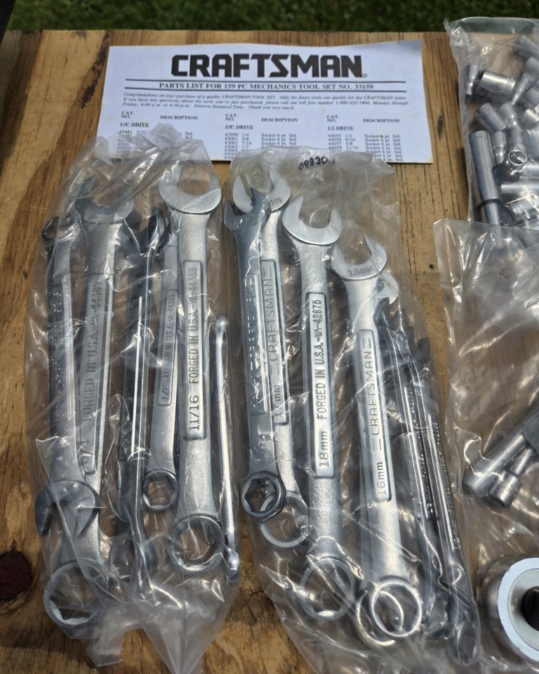 RARE NOS SEARS Craftsman USA 6pt 159pc Mechanics Tool Set Socket ...