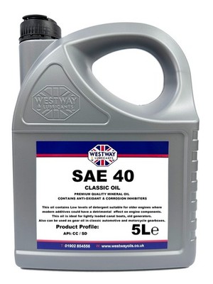5L SAE 40 Monograde Engine Oil SAE40 Classic Motor Oil 5 Litres API: CC ...