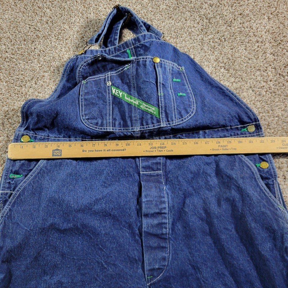 Key Imperial Overalls Men's 44x30 Carpenter Bibs Dark Blue Denim Jeans ...