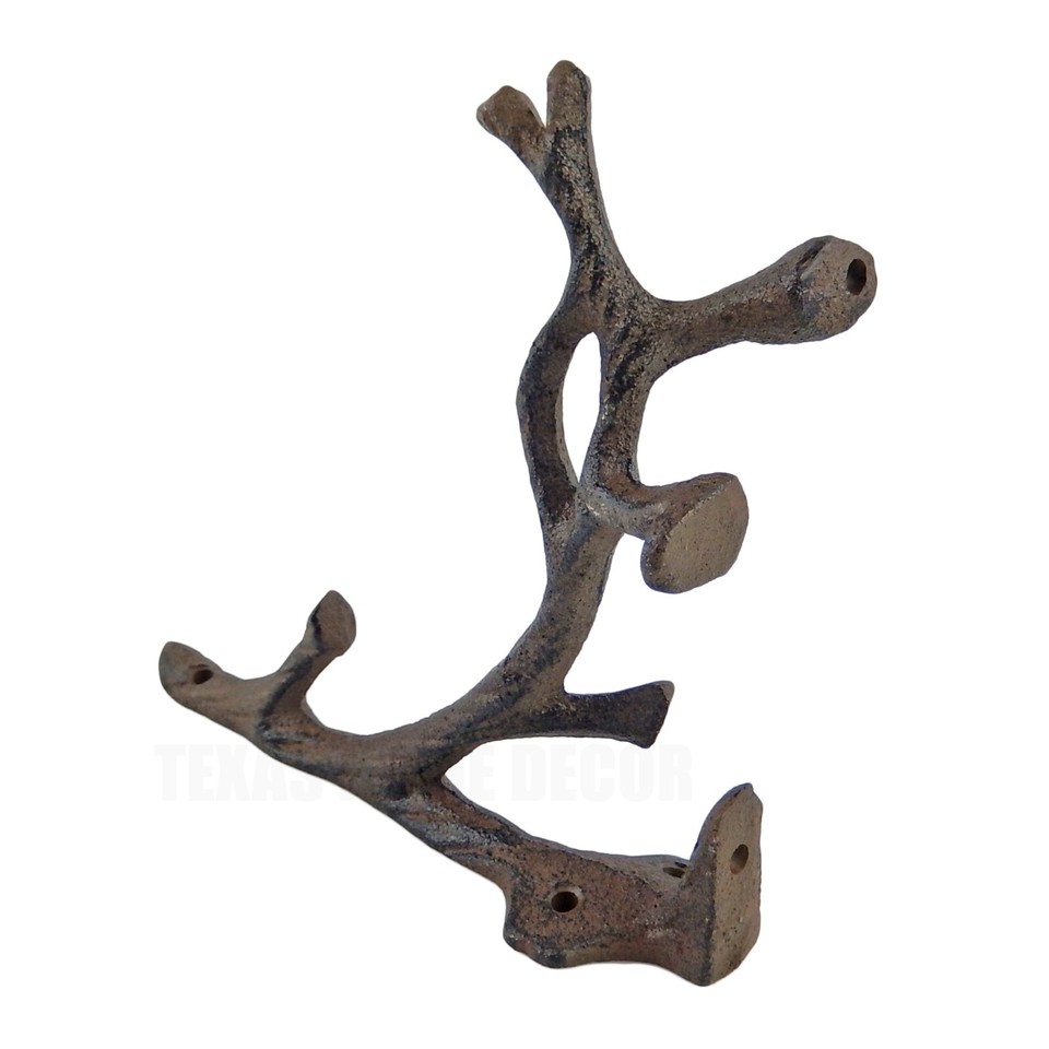 2 Cast Iron Tree Branch Shelf Brackets Rustic Antique Brown 7 1/4 x 6 1 ...