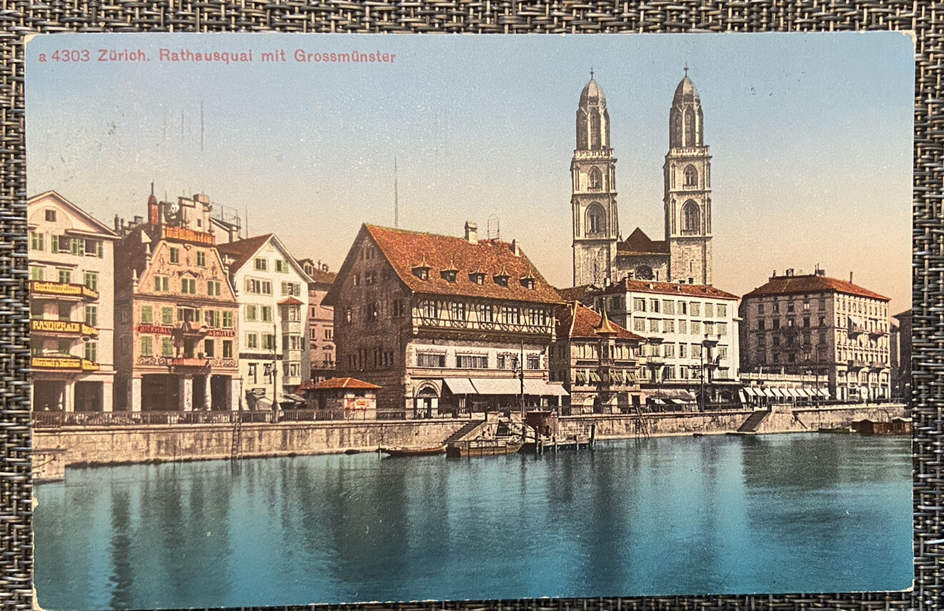 ZURICH, SWITZERLAND - RATHAUSQUAI, GROSSMÜNSTER, POSTCARD 1928 | eBay