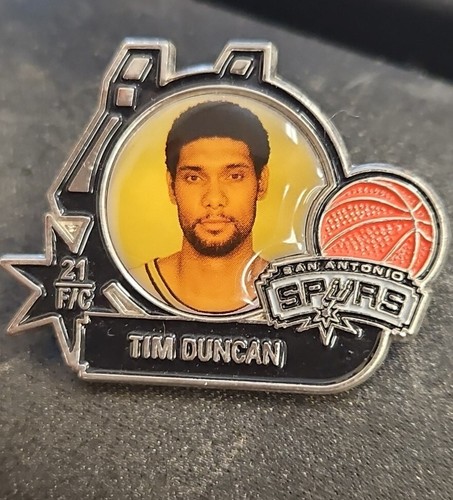 VTG Silver Toned Enameled Lapel Hat Pinback Tim Duncan San Antonio ...
