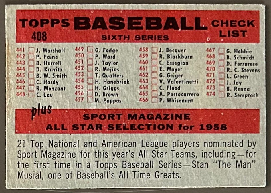 1958 Topps Baseball Card #408 – Orioles Team, Numeric Checklist | eBay