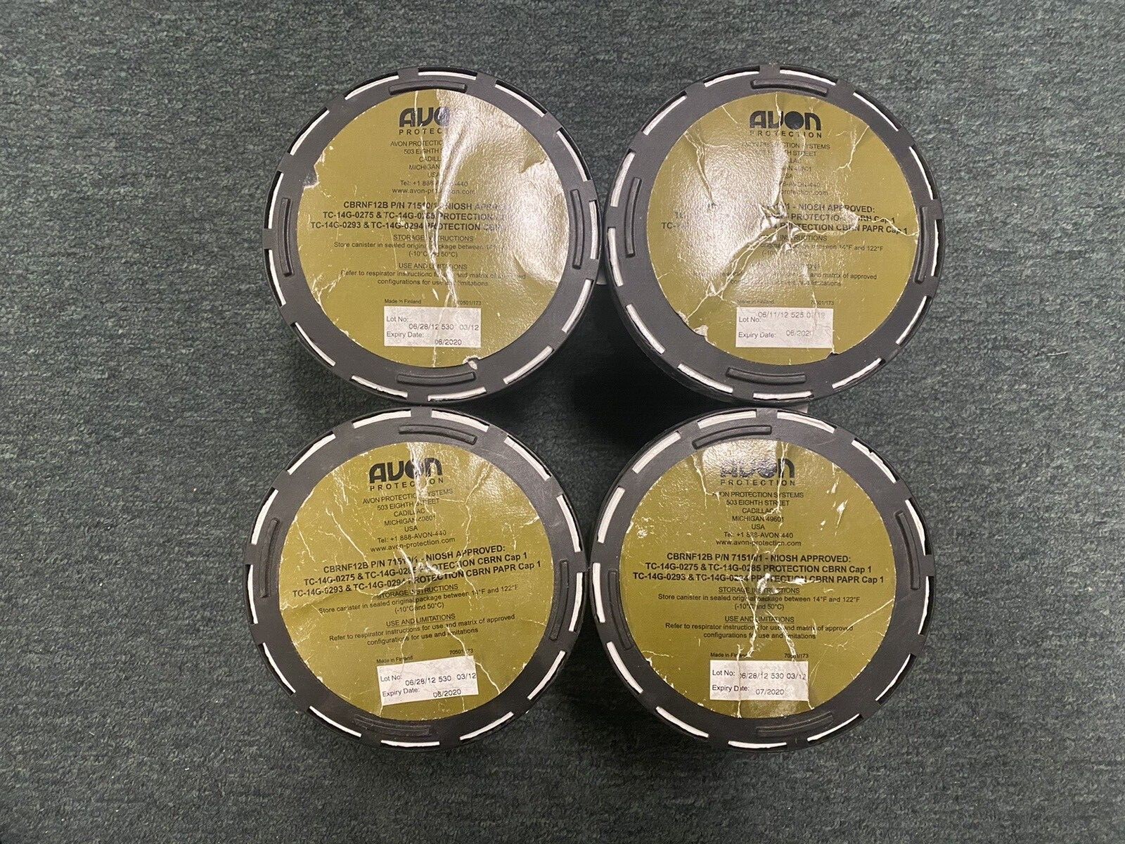 FOUR-PACK AVON 40mm Nato Respirator Gas Mask Filter CBRNFB Cap-1 ...