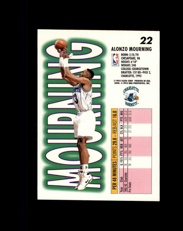 Alonzo Mourning Signed 1993-94 Fleer #22 IPA In Person Autograph | eBay