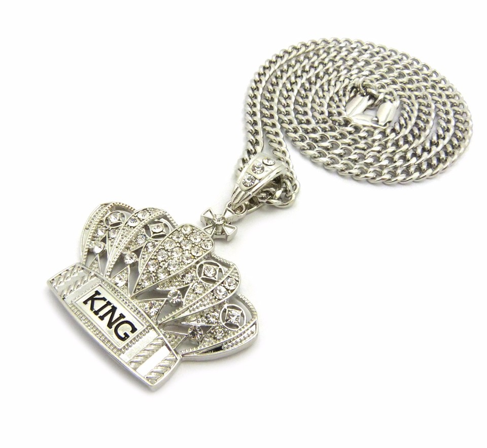 NEW KING CROWN PENDANT & 36" CUBAN CHAIN HIP HOP NECKLACE - XYP10R | eBay