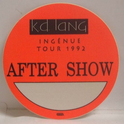 K.D. LANG - VINTAGE ORIGINAL CONCERT TOUR CLOTH BACKSTAGE PASS | eBay