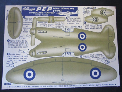 Kellogg, Pep Model Warplane Series Supermarine "SPITFIRE" British ...
