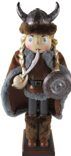 Wooden Christmas Nutcracker ,15", VIKING FEMALE WITH SHIELD & SWORD ...