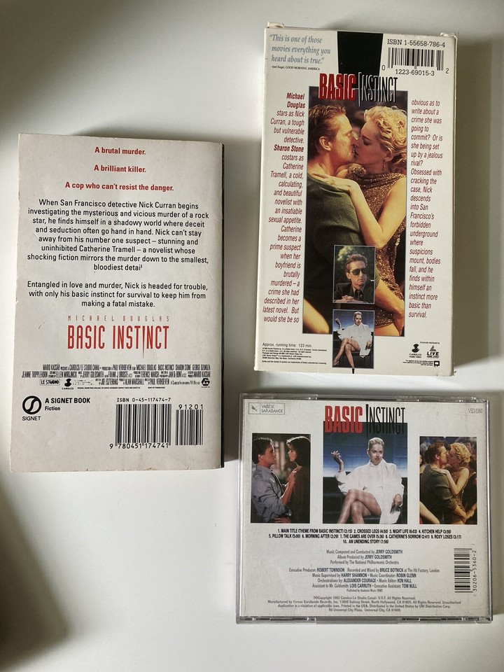 Basic Instinct 1992 film VHS Movie Novelization Soundtrack CD Sharon ...