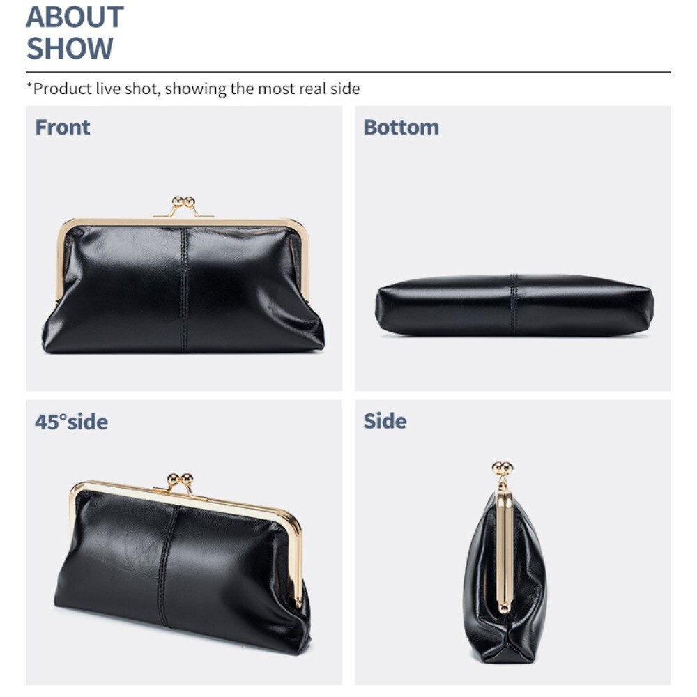 Solid Color Vintage Zero Wallet Hand Clip Bag Phone Purse Coin Purse ...