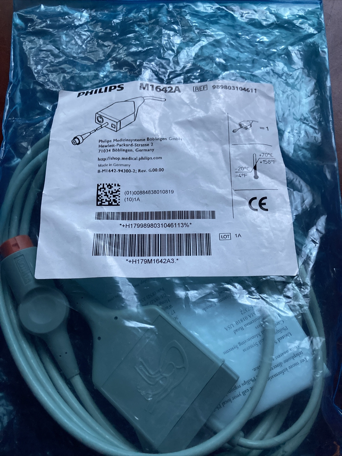 Philips M1642A Cardiac Output Trunk Cable W/ Temp Cable ~ 24376 - BRAND ...