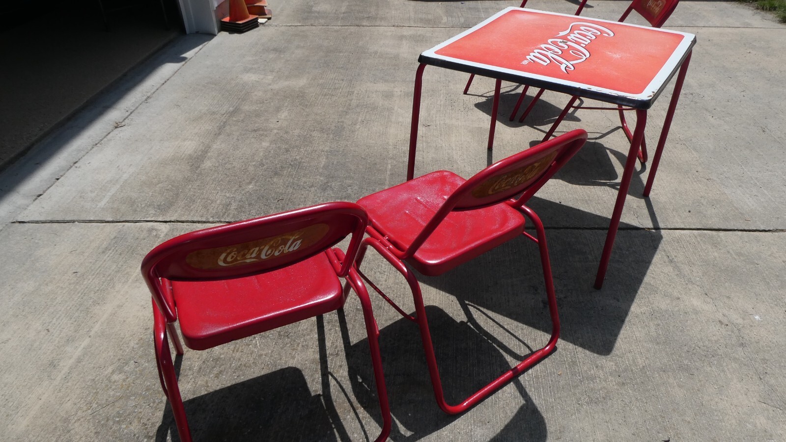 1950'S COCA COLA METAL TABLE & CHAIRS VINTAGE ORIGINAL ARTWORK METAL ...