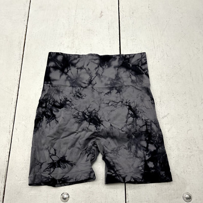 Black & Gray Smoke Design High-Rise Cinched Butt Biker Shorts Women's ...