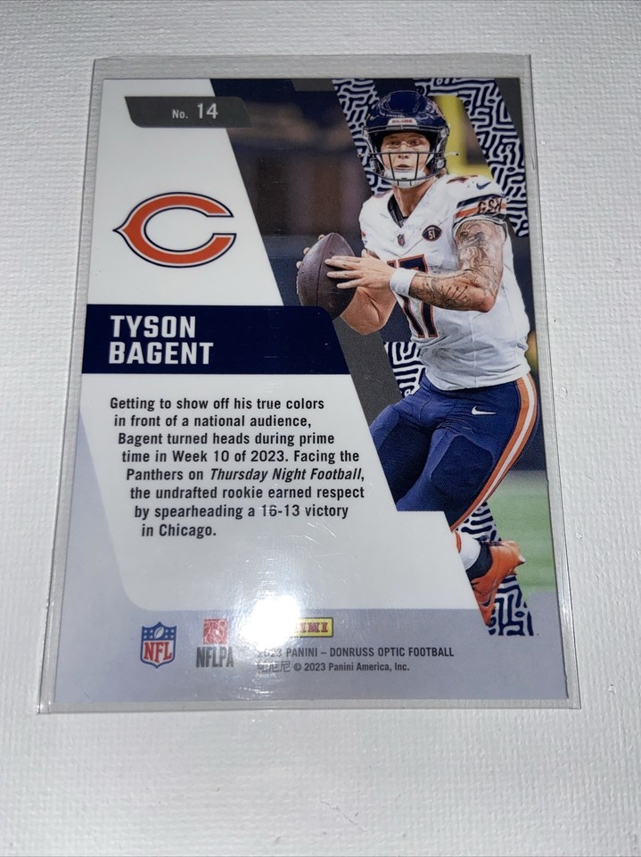 TYSON BAGENT PRIMARY COLORS DONRUSS OPTIC INSERT ROOKIE CARD BEARS RC ...