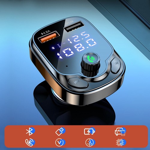1x Bluetooth 5.0 FM Transmitter 2 USB Fast Charger QC 3.0 Car Charger ...