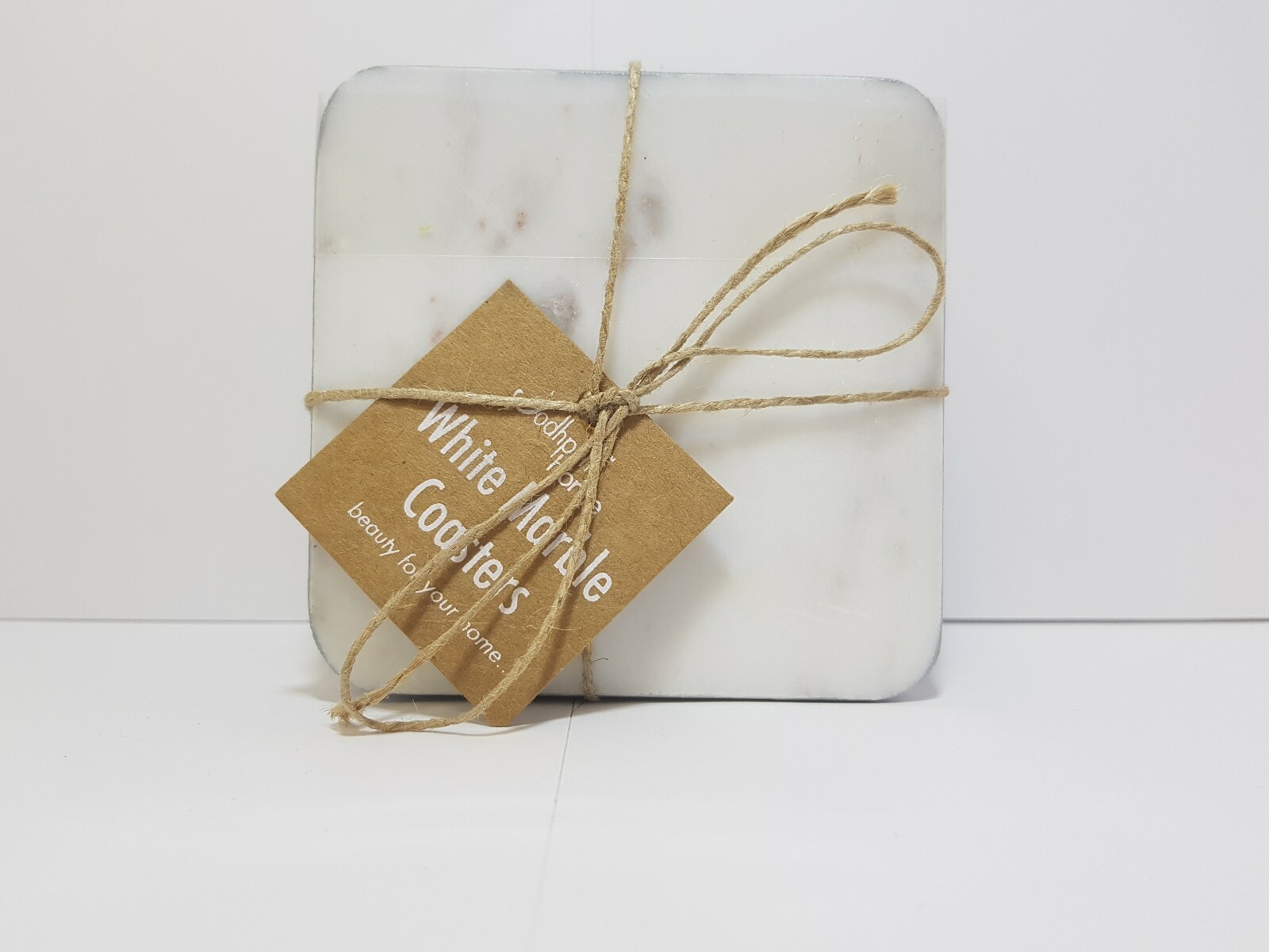 4 PIECE REAL WHITE WITH SILVER EDGES MARBLE NATURAL STONE SQUARE ...