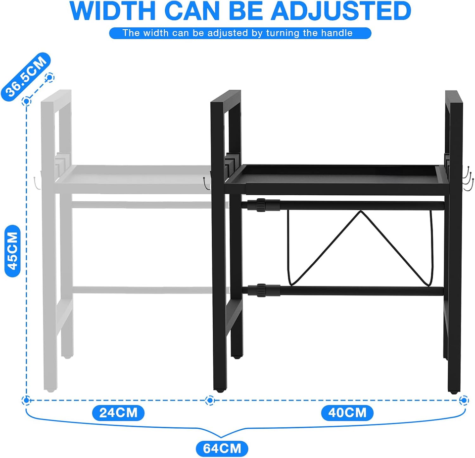 Expandable Microwave Shelf, 2-Tier Adjustable Microwave Oven Rack ...