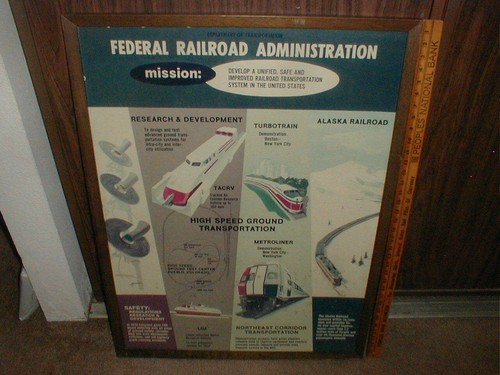 Vtg US Federal Railroad Administration 36x27 Sign Wall Board Poster ...
