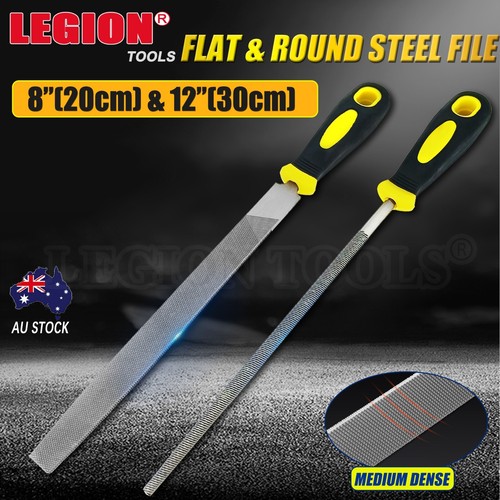 Flat & Round Steel File Metal Wood Carving Carpentry Tool Medium Cut ...
