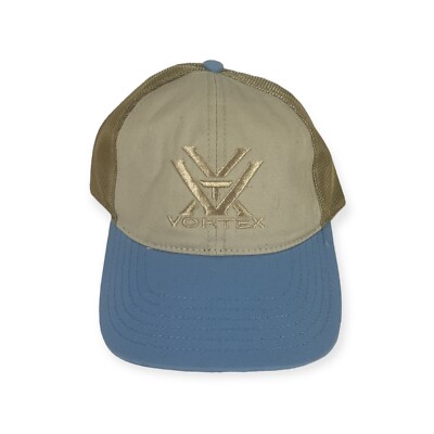 Vortex Optics Women's Snapback Mesh Back Trucker Hat Cap Blue And Tan NWOT | eBay