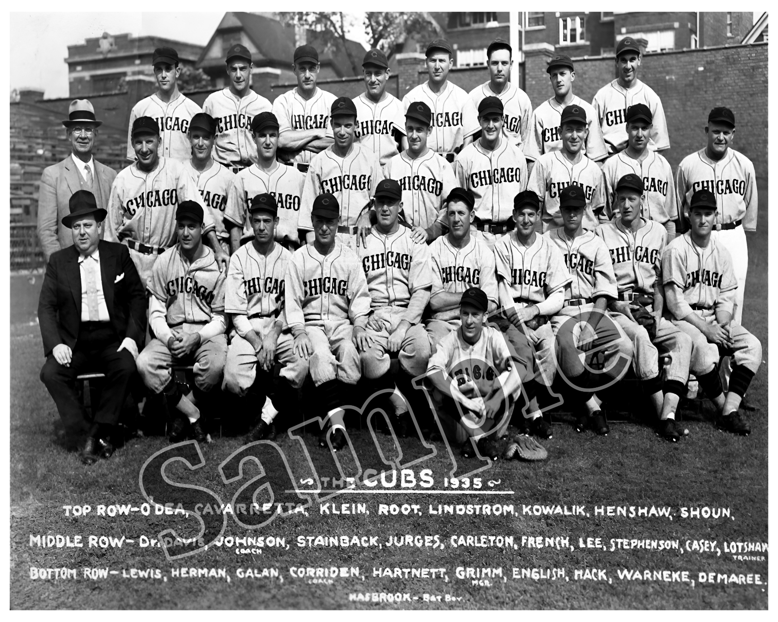 1935 Chicago Cubs Team Picture with Names Black & White 8 X 10 Photo ...