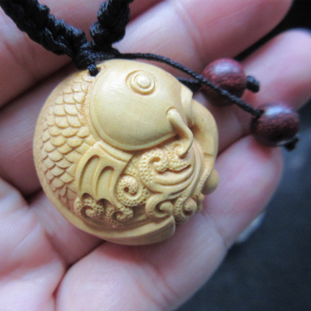 Vintage Boxwood Netsuke Pendants For Jewelry Making Statues Figure Fish ...
