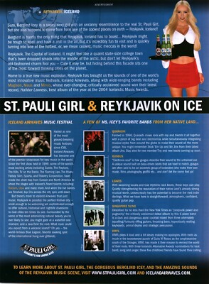 2004 PRINT AD - ST. PAULI GIRL BEER AD - ICELAND AIRWAVES MUSIC ...