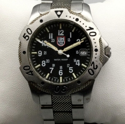 Luminox Diver Watch Men 39mm Silver Tone Date 3-H Swiss Made Series ...