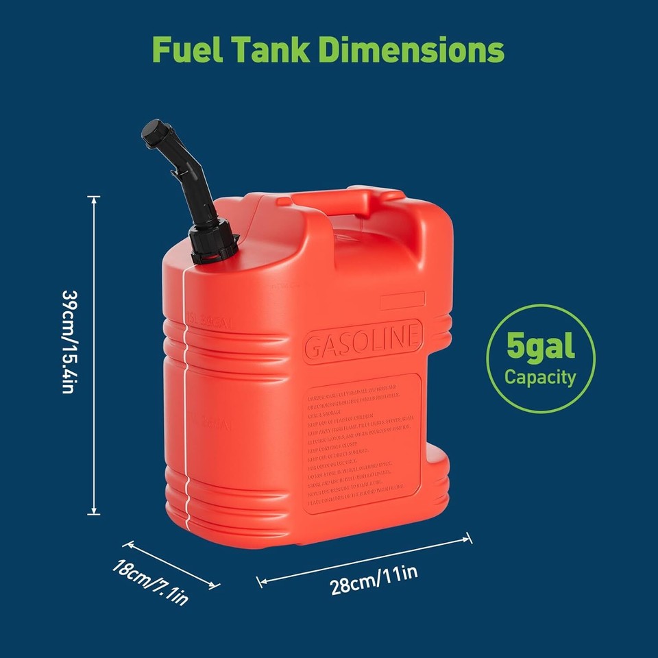 2 Pack 5 Gallon Gas Can Storage Container Can No-Spill with Visible ...