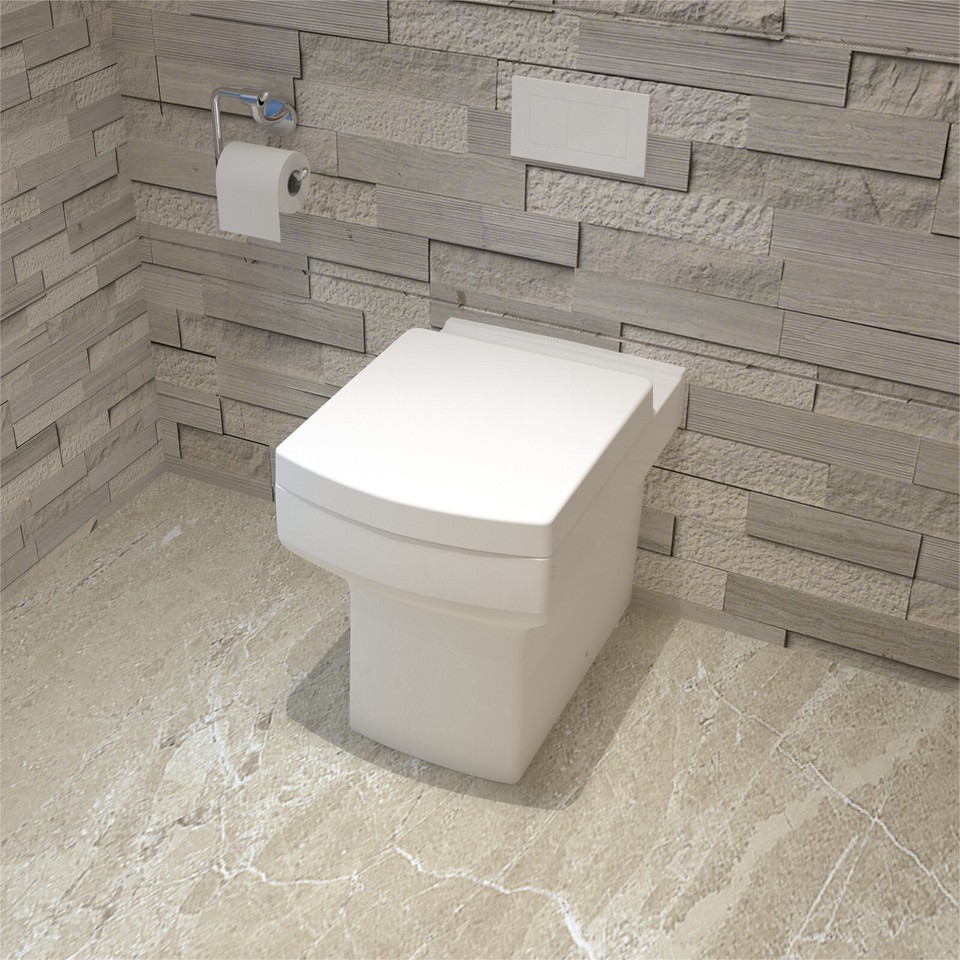 AICA Bathroom Back To Wall Toilet Modern Square BTW Pan Soft Close Seat ...
