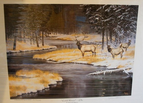 Ducks Unlimited COLD RIVER ELk DARRELL DAVIS LTD ED NUMBERED unframed ...