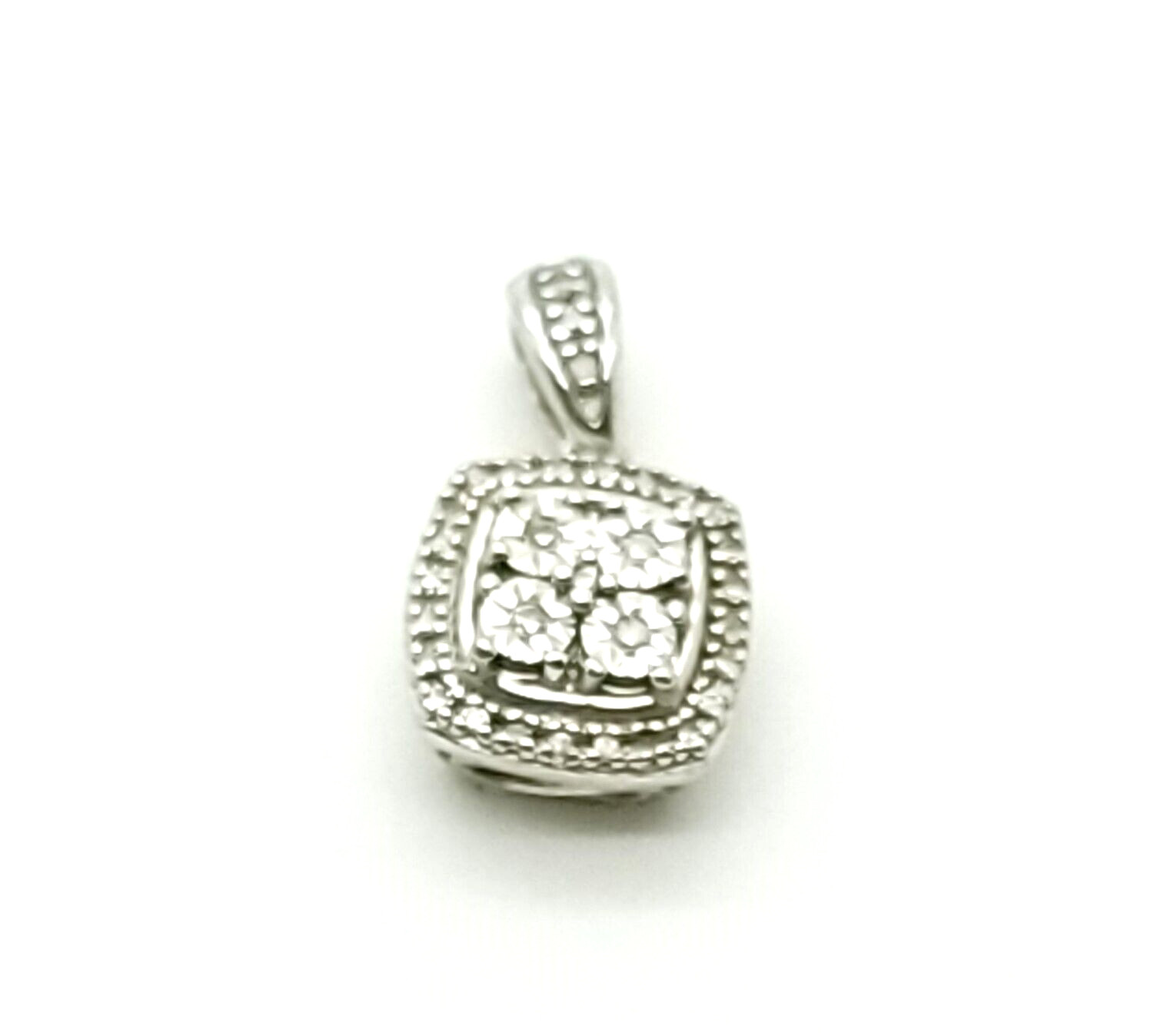 925 Sterling Silver SUN Square Frame Diamond Pendant - Gem