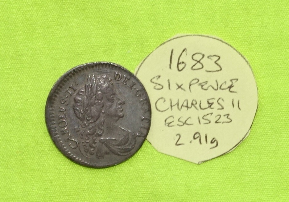 1683 Silver SIXPENCE 6d Coin King CHARLES II 1660 - 1685 ESC1523 (2.91g ...